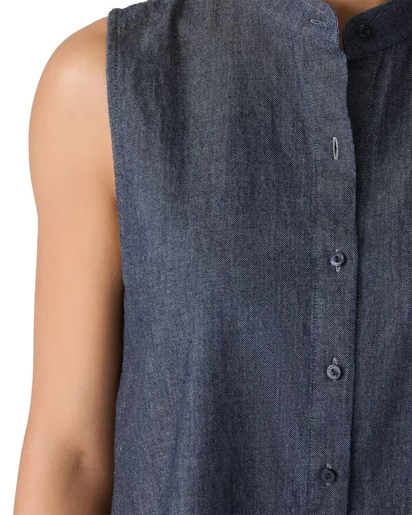 Eileen Fisher Mandarin Collar Sleeveless Shirt