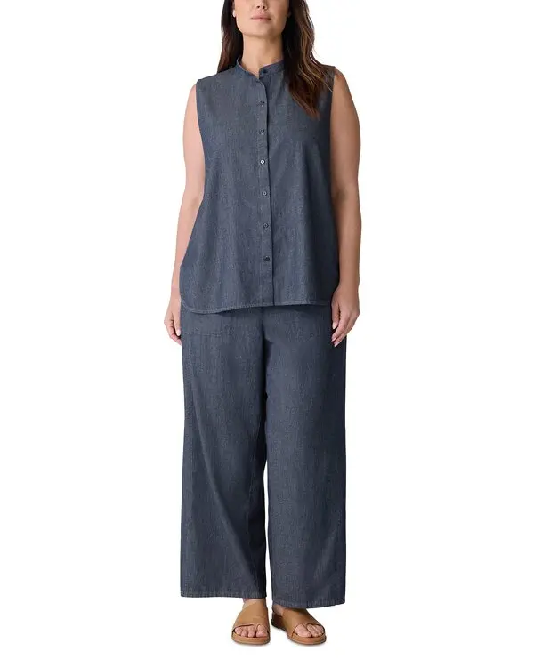 Eileen Fisher Mandarin Collar Sleeveless Shirt