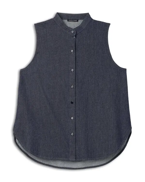 Eileen Fisher Mandarin Collar Sleeveless Shirt