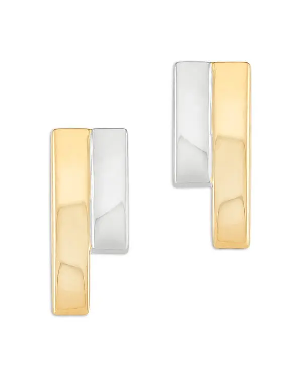 ALBERTO AMATI 14k Gold Double Bar Stud Earrings - White/gold