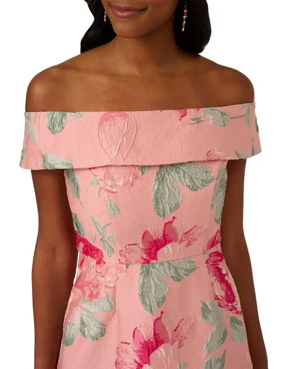 Adrianna Papell Off-the-shoulder Jacquard Dress