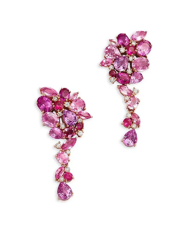 Bloomingdale'S Sapphire And Diamond Drop Earrings - Pink
