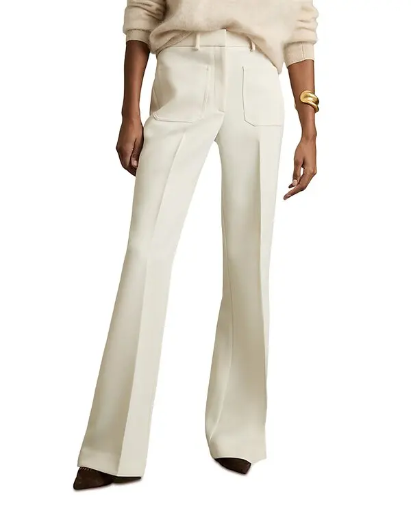 REISS Priya Flared Pants - Cream