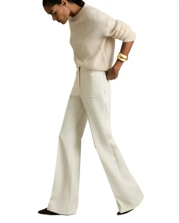 REISS Priya Flared Pants - Cream