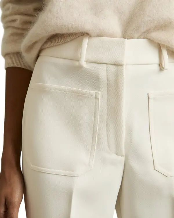 REISS Priya Flared Pants - Cream