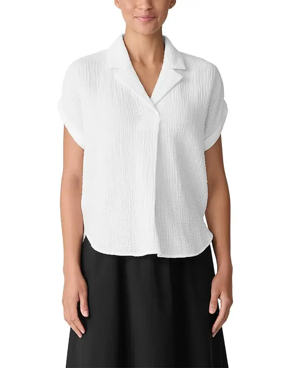Eileen Fisher Notch Collar Top - White