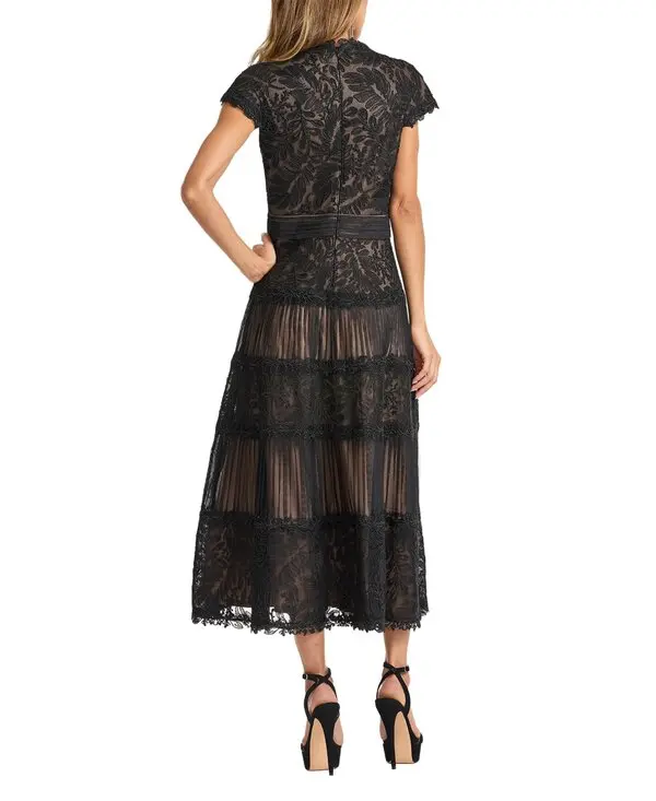 Tadashi Shoji Boette Lace Tea-length Dress - Black/nude