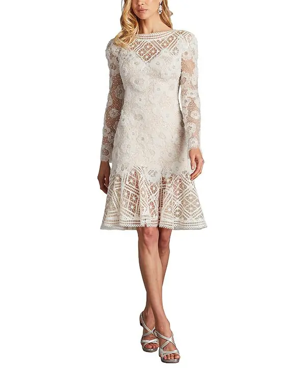 Tadashi Shoji Embroidered Illusion Dress - Ivory | Editorialist
