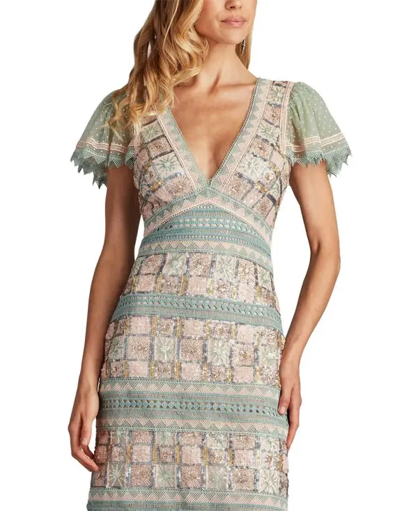 chinese dress ladies Amazon.com: Tadashi Shoji Women's C/S Metallic Pintuck Dress W/Sequin LACE  Neckline and Split, Midnight : Clothing, Shoes & Jewelry main image 0