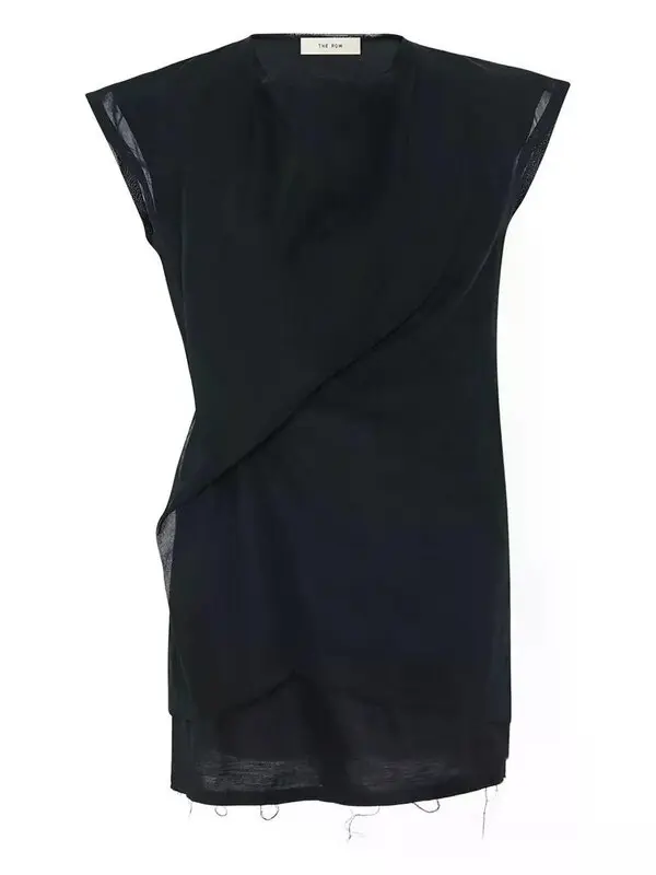 THE ROW Draped Cap Sleeve Top - Black
