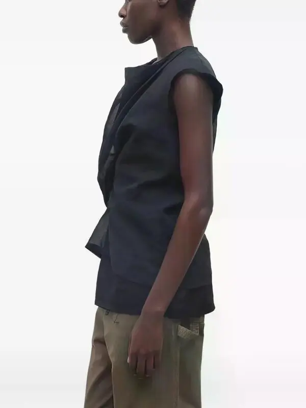 THE ROW Draped Cap Sleeve Top - Black