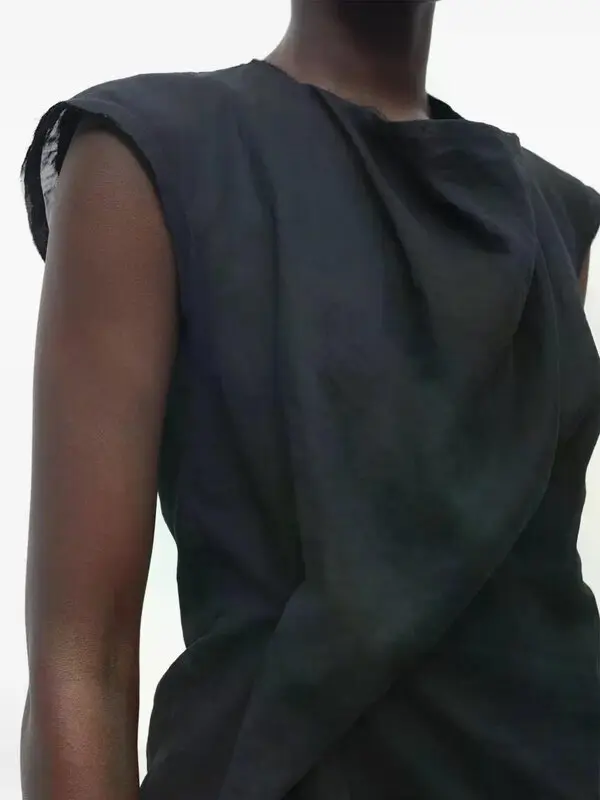 THE ROW Draped Cap Sleeve Top - Black