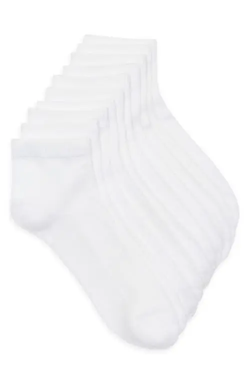 NORDSTROM RACK Pillow Sole Ribbed Quarter Socks Pack Of 5 - White