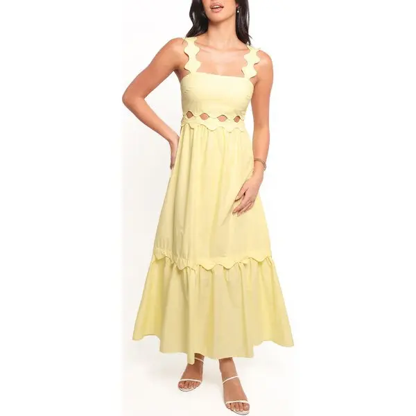 PETAL & PUP Cotton Dixie Scalloped Cutout Maxi Dress