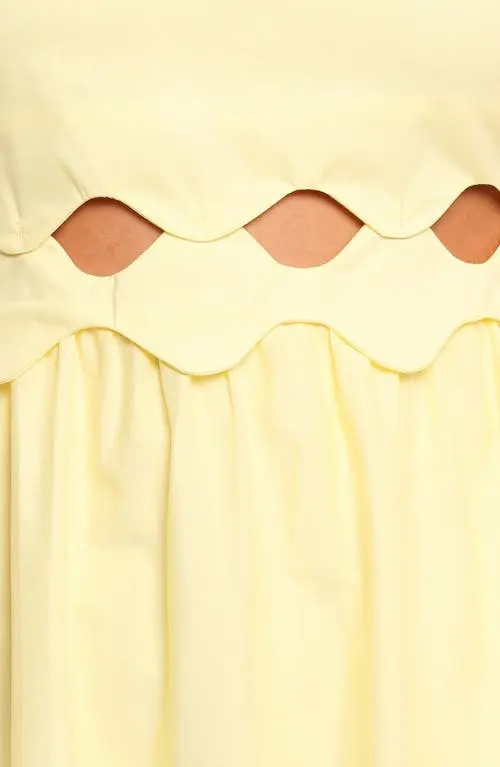 PETAL & PUP Cotton Dixie Scalloped Cutout Maxi Dress
