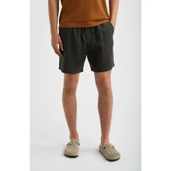 Nn07 1454 Gregor Linen Drawstring Shorts - Dark Army