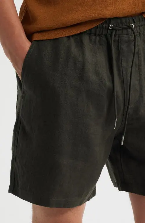 Nn07 1454 Gregor Linen Drawstring Shorts - Dark Army