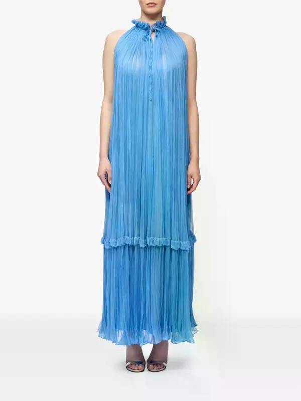 Ana Radu Pleated Maxi Dress - Blue | Editorialist