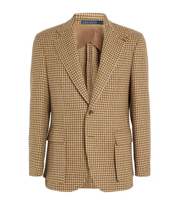 Polo Ralph Lauren Linen, Wool And Silk Houndstooth Blazer - Brown