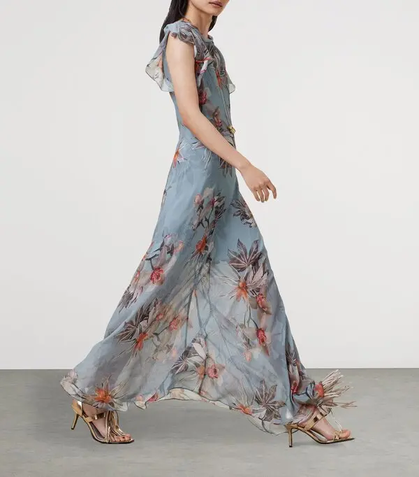 Allsaints Flora Maxi Dress In Blue - 20% Off | Editorialist