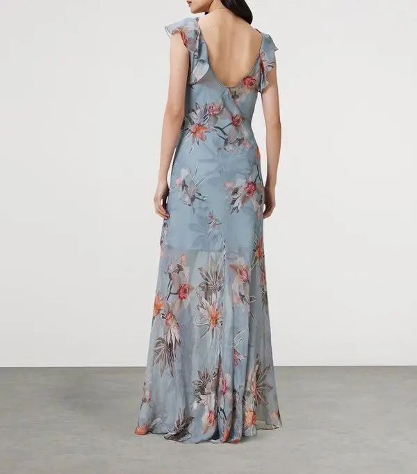 Allsaints Flora Maxi Dress In Blue - 20% Off | Editorialist