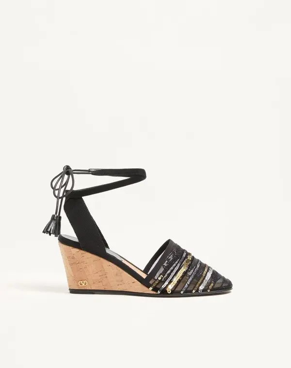Valentino Garavani La Cruisette Wedge Sandals - Black