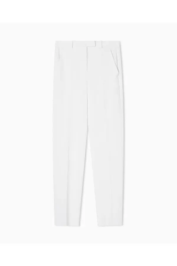 Emporio Armani Waffle Weave Technical Fabric Trousers - White