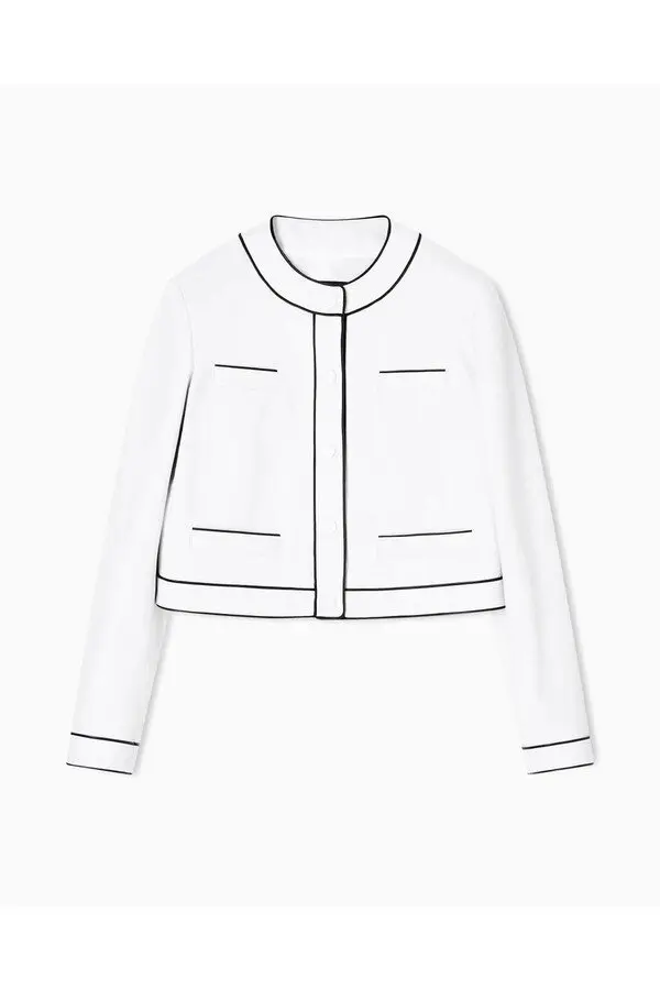 Emporio Armani Lambskin Nappa Leather Jacket - White