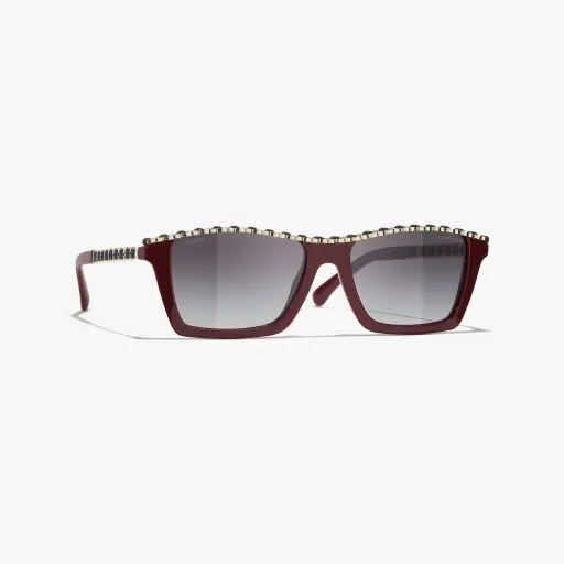 Chanel Rectangle Sunglasses - Burgundy