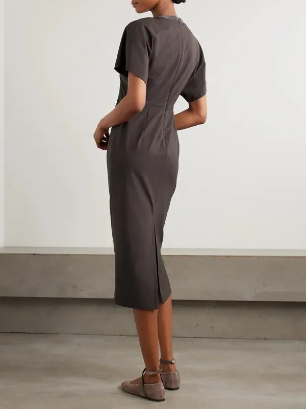 Brunello Cucinelli Embellished Virgin Wool-blend Midi Dress