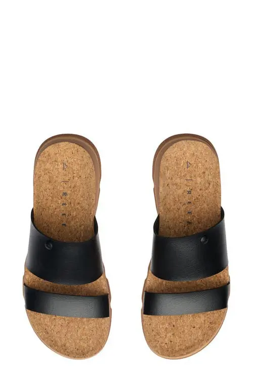 Reef Vista Luxe Siaa Platform Wedge Slide Sandal - Black/tan