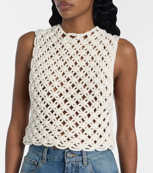 Alaïa Open-knit Cotton-blend Top