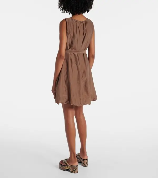 Velvet By Graham & Spencer Margot Cotton And Silk Voile Minidress - Brown