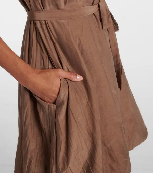 Velvet By Graham & Spencer Margot Cotton And Silk Voile Minidress - Brown