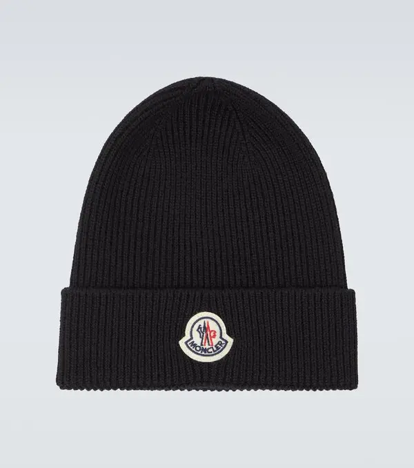 Moncler Ribbed-knit Wool Beanie - Black