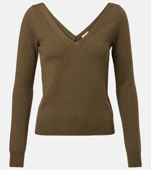 Saint Laurent Cashmere V-neck Sweater - Green