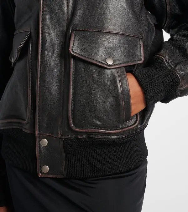 Saint Laurent Shearling-trimmed Leather Jacket - Black
