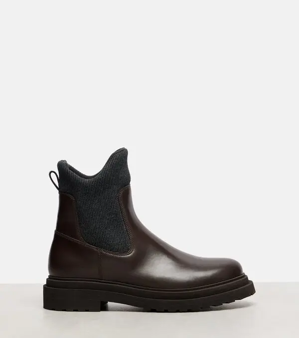Brunello Cucinelli Leather Sock Boots