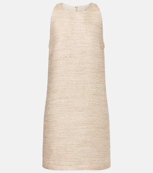 Dorothee Schumacher Lamé Tweed Shift Dress - Beige