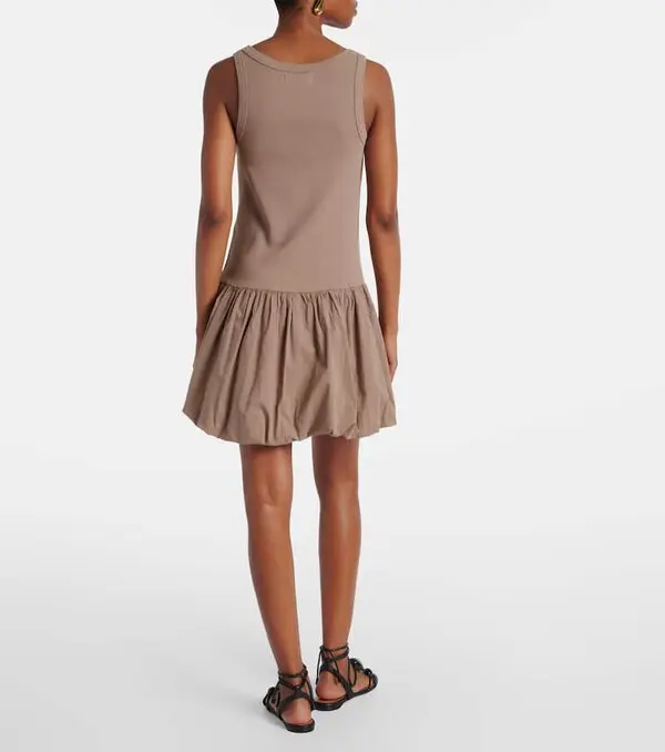 Velvet By Graham & Spencer Isla Cotton-blend Poplin Minidress - Brown