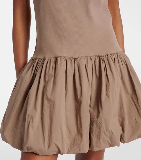 Velvet By Graham & Spencer Isla Cotton-blend Poplin Minidress - Brown