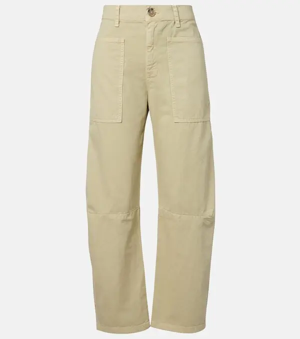 Velvet By Graham & Spencer Brylie Cotton Twill Barrel-leg Pants - Beige