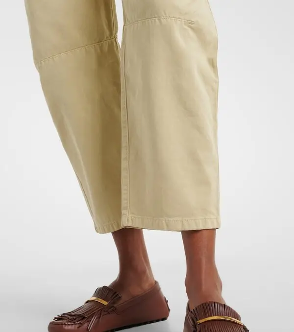Velvet By Graham & Spencer Brylie Cotton Twill Barrel-leg Pants - Beige