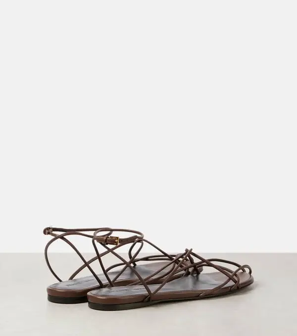 Khaite Loulou Leather Sandals - Brown