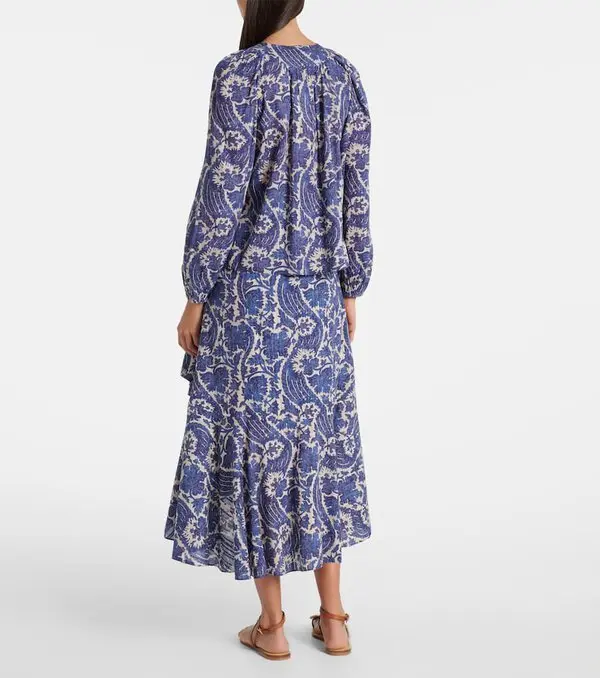 Ulla Johnson Brea Printed Blouse - Blue