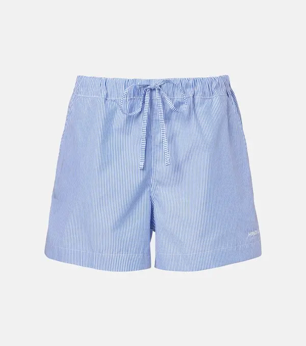 Hunza G Striped Cotton Poplin Shorts - Blue