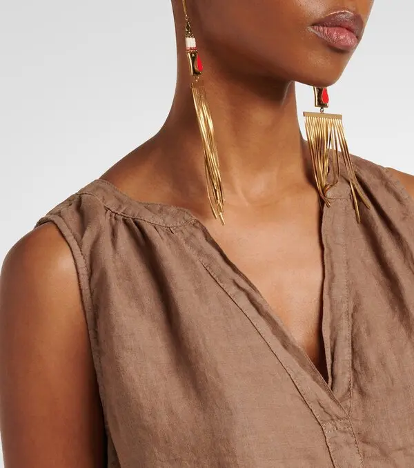 Velvet By Graham & Spencer Tacy Linen Top - Brown