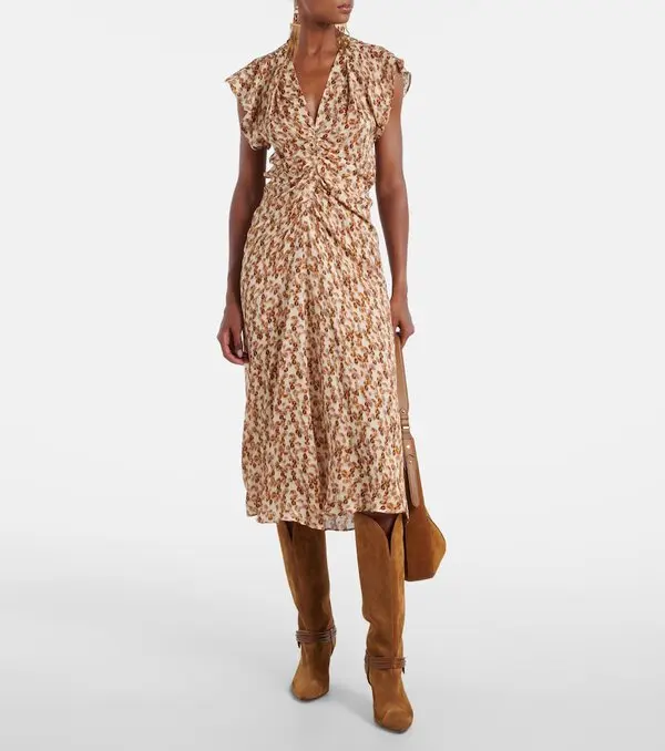 Isabel Marant Étoile Lyndsay Gathered Jacquard Midi Dress - Multicoloured