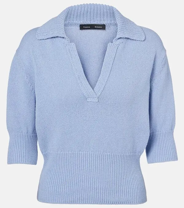 Proenza Schouler Reeve Cotton Polo Shirt - Blue