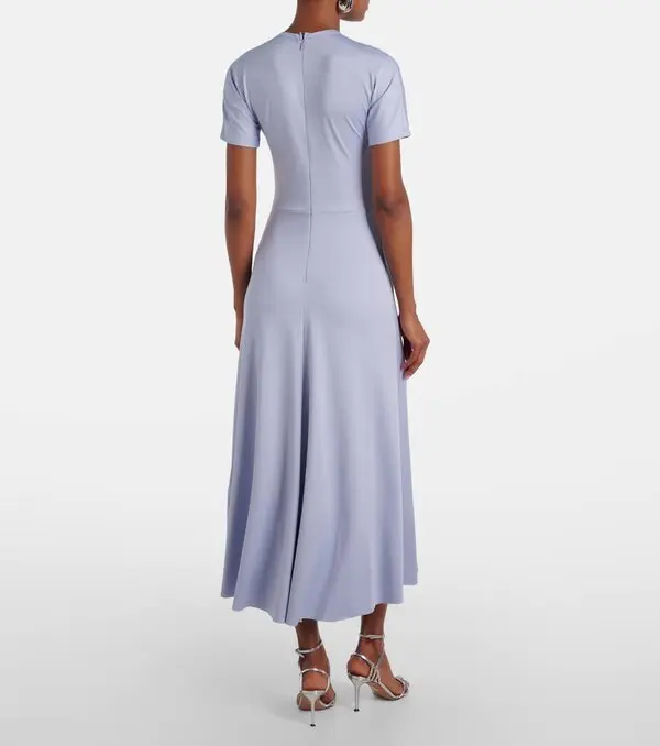 Victoria Beckham Gathered Jersey Midi Dress - Blue
